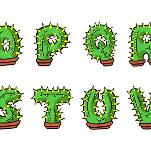 Cactus Plant Font Letter Alphabet ABC Cartoon PNG for Children's ...