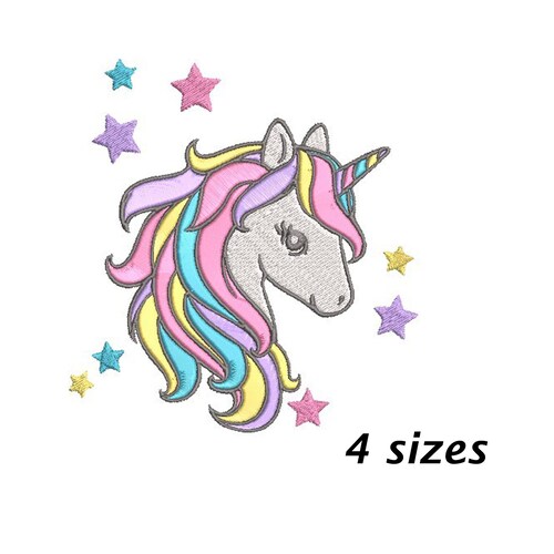 Unicorn Embroidery Design 3 Sizes Instant Download | Etsy