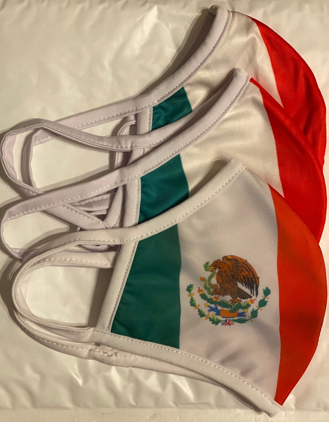 3 Pieces Mexican Flag 2-layers Reusable Masks - ON SALE See Details on ...