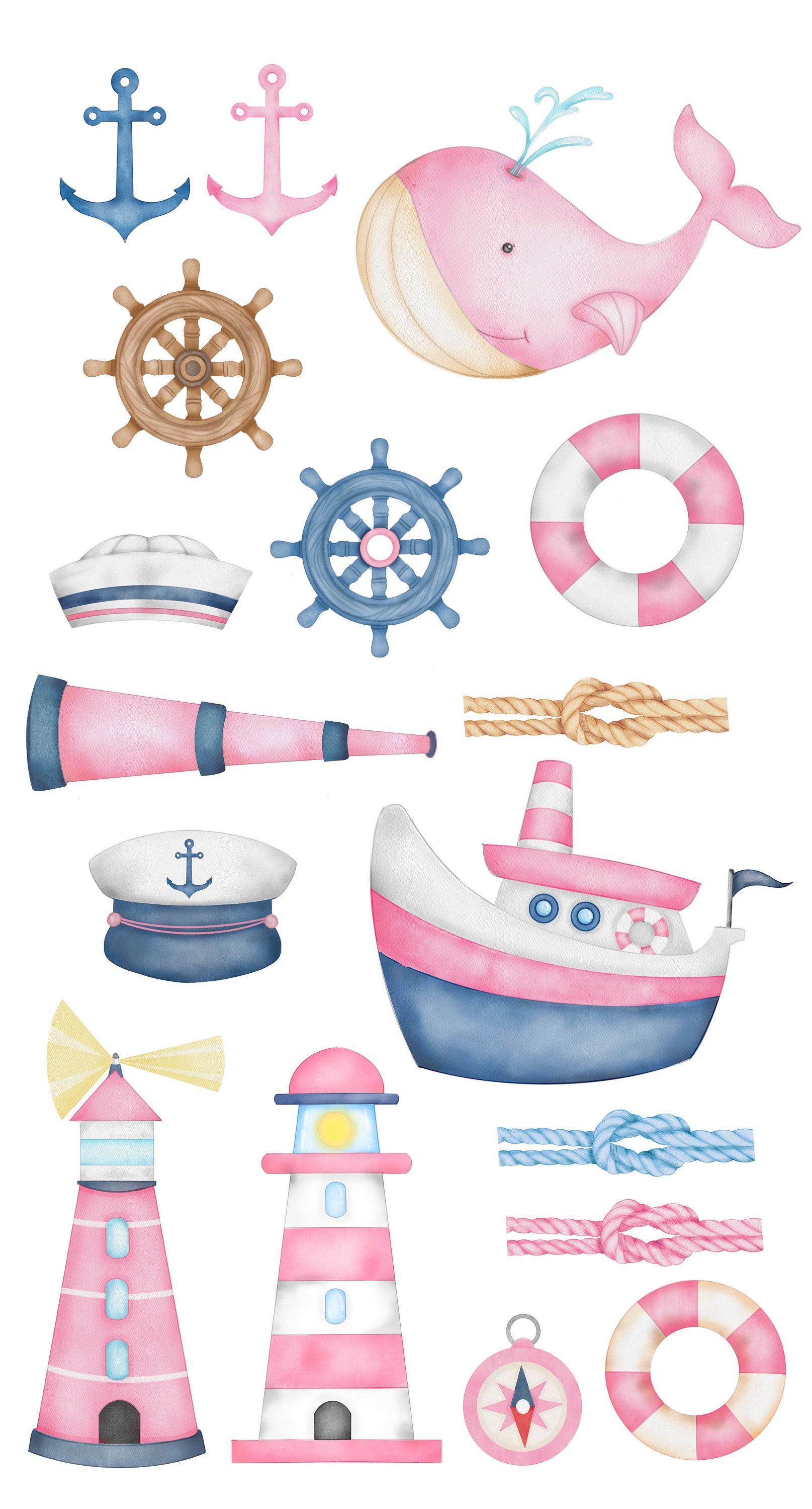 Watercolor Sailor Girl Clipart Set, Nauticals Girl Printable, Baby Girl ...