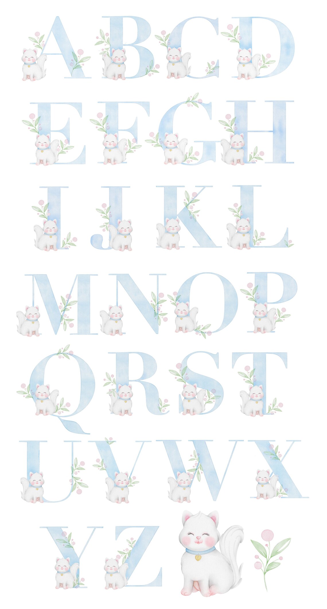 Watercolor Kitty Alphabet Watercolor Lettering Cat Lettering Watercolor ...