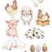 Watercolor Farm Animals Clipart Set Cute Baby Farm Animals Clipart Set ...