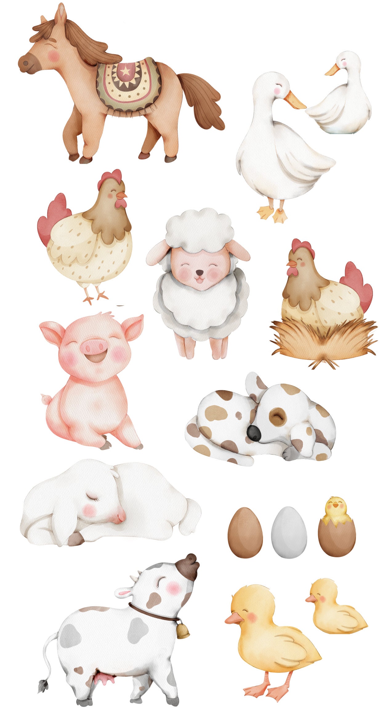 Watercolor Farm Animals Clipart Set Cute Baby Farm Animals Clipart Set ...