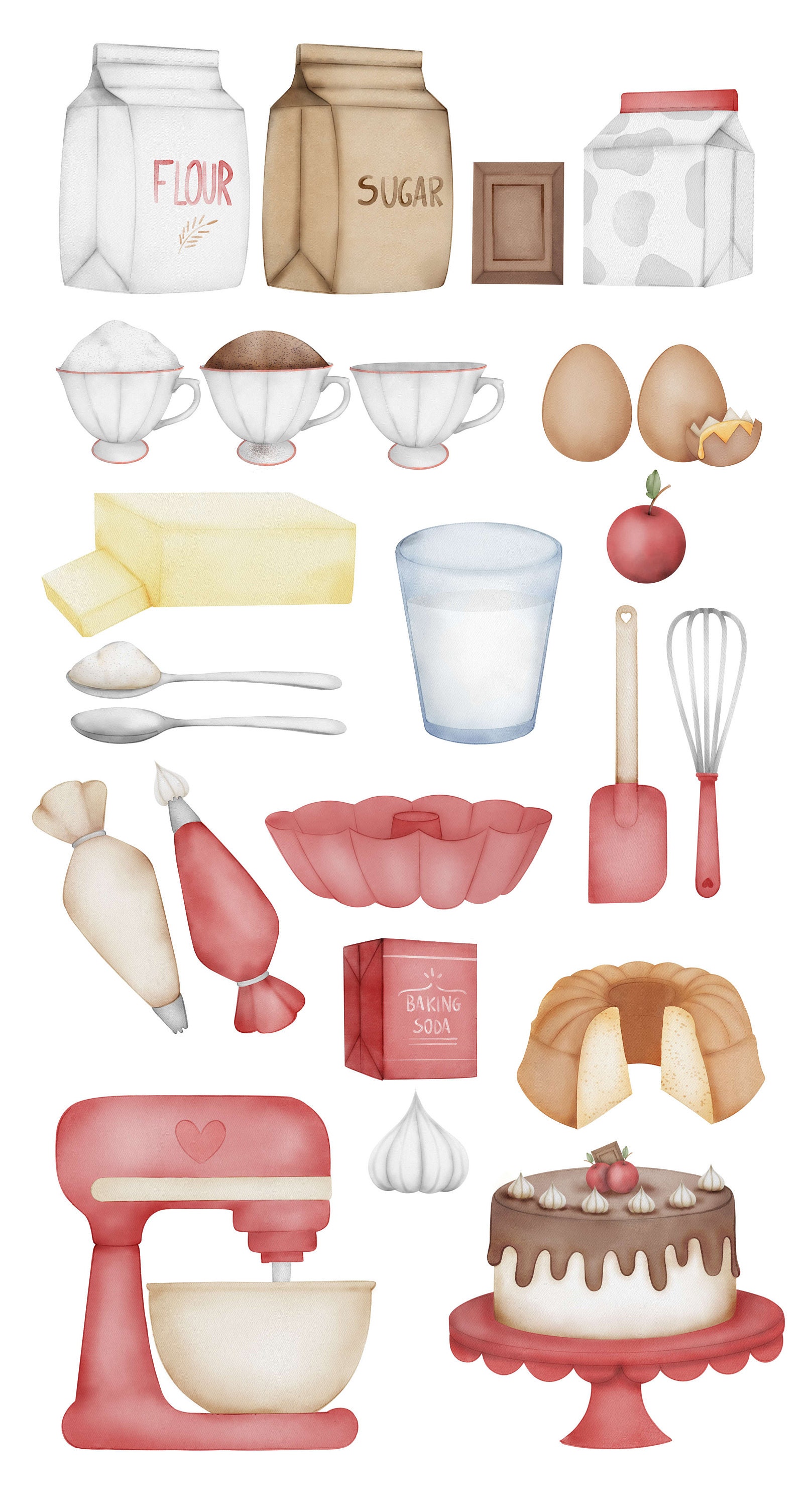 Watercolor Bakery Clipart Set Baker Girl PNG Files Vintage Bakery Png ...