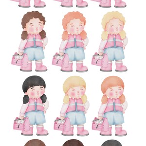 Watercolor Pink Construction Clipart Set With Cute Powerful Girl ...