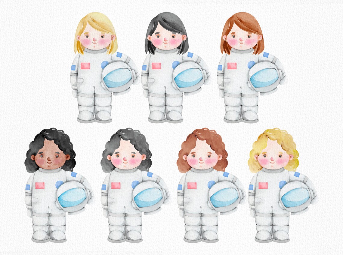 Watercolor Astronaut Clipart Set Planets Illustrations PNG Astronaut ...
