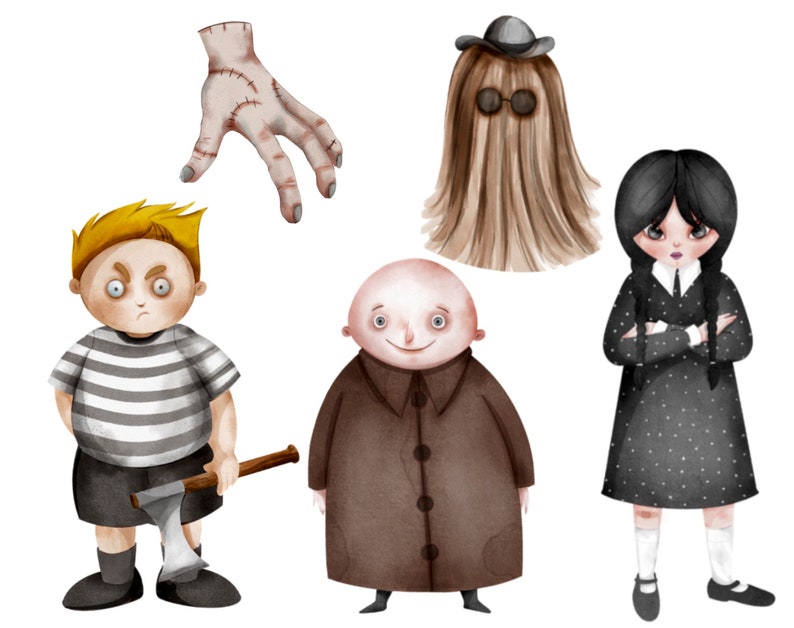 Addams Family Clipart Wednesday Clipart Handpainted Addams - Etsy