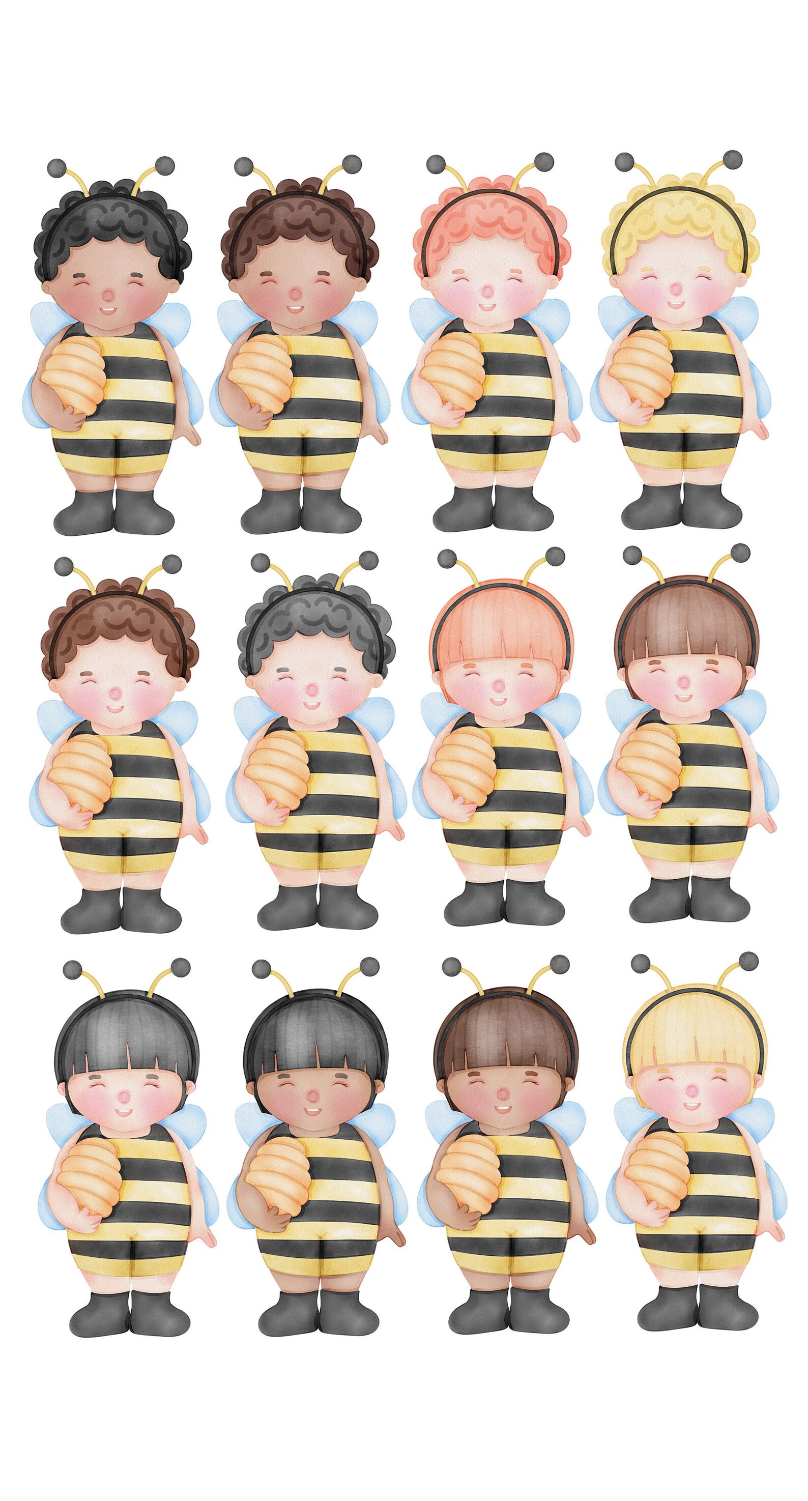Watercolor Little Bee Clipart Set, Bee Png Illustrations, Little ...