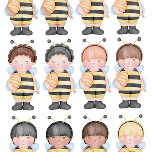 Watercolor Little Bee Clipart Set, Bee Png Illustrations, Little ...