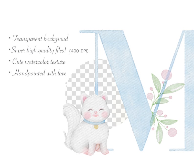 Watercolor Kitty Alphabet Watercolor Lettering Cat Lettering Watercolor ...