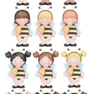 Watercolor Little Bee Clipart Set, Bee Png Illustrations, Little ...