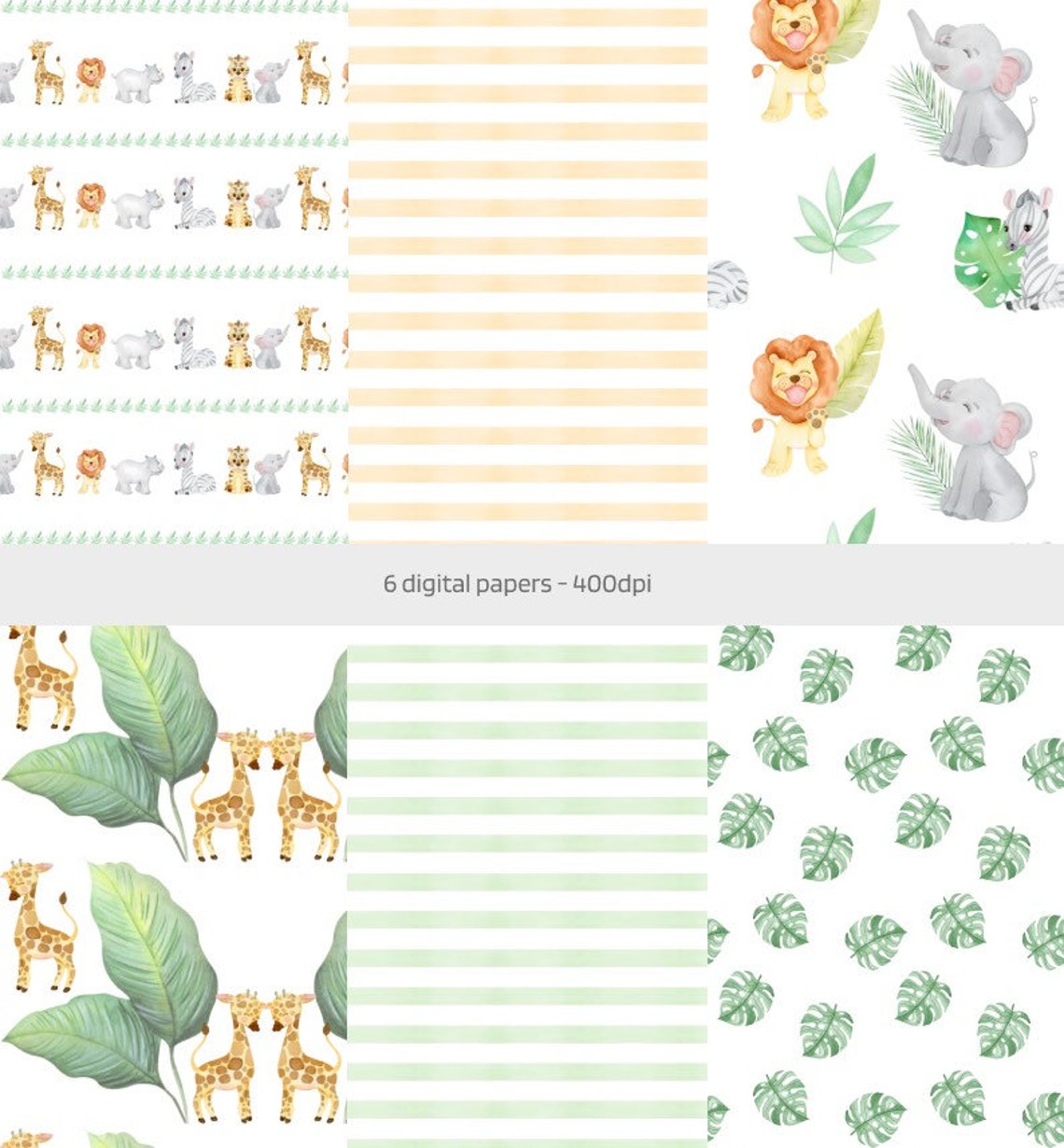 Watercolor Safari Clipart Hand Painted High Quality Digital - Etsy