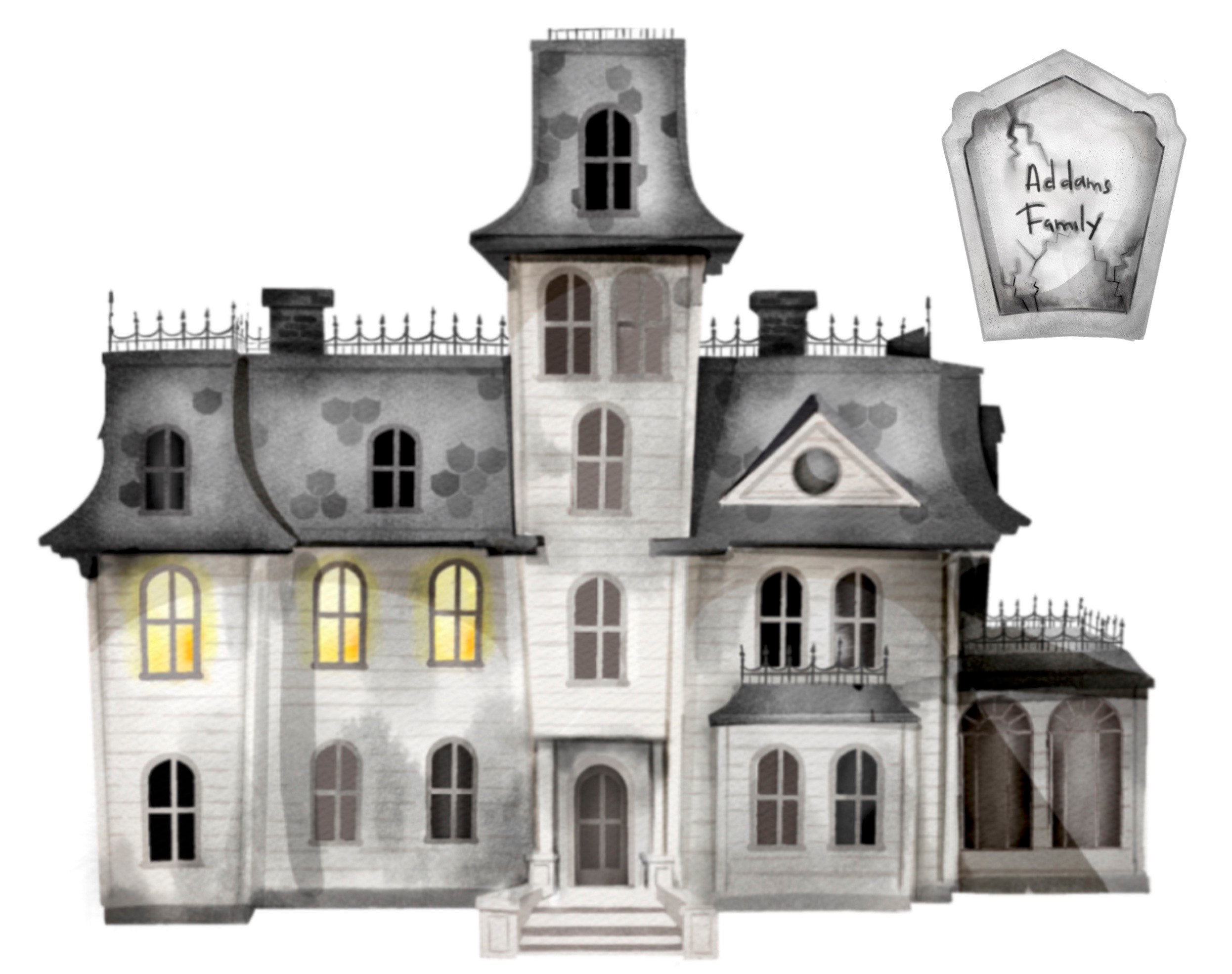 Addams Family Clipart Wednesday Clipart Handpainted Addams - Etsy