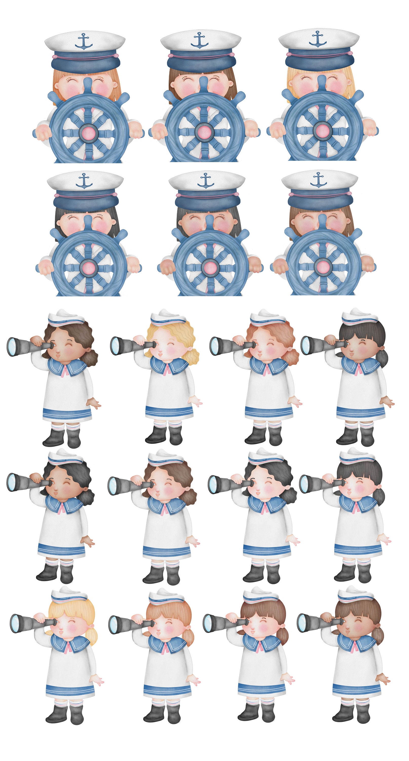 Watercolor Sailor Girl Clipart Set, Nauticals Girl Printable, Baby Girl ...