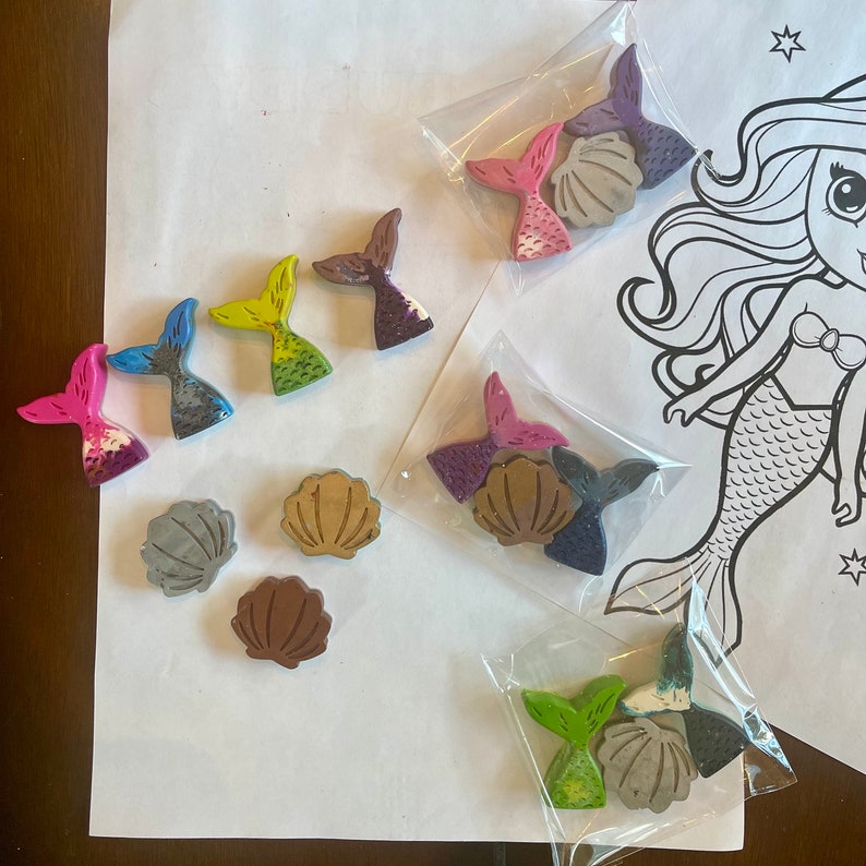 Mermaid Crayon Party Favor- Individual Bags- Choose Your Colors (pastel ...