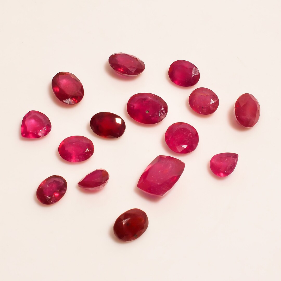 Quality 100%l Pink Ruby Mix Shape Cut Stone Glass Filled Loose Gemstone ...