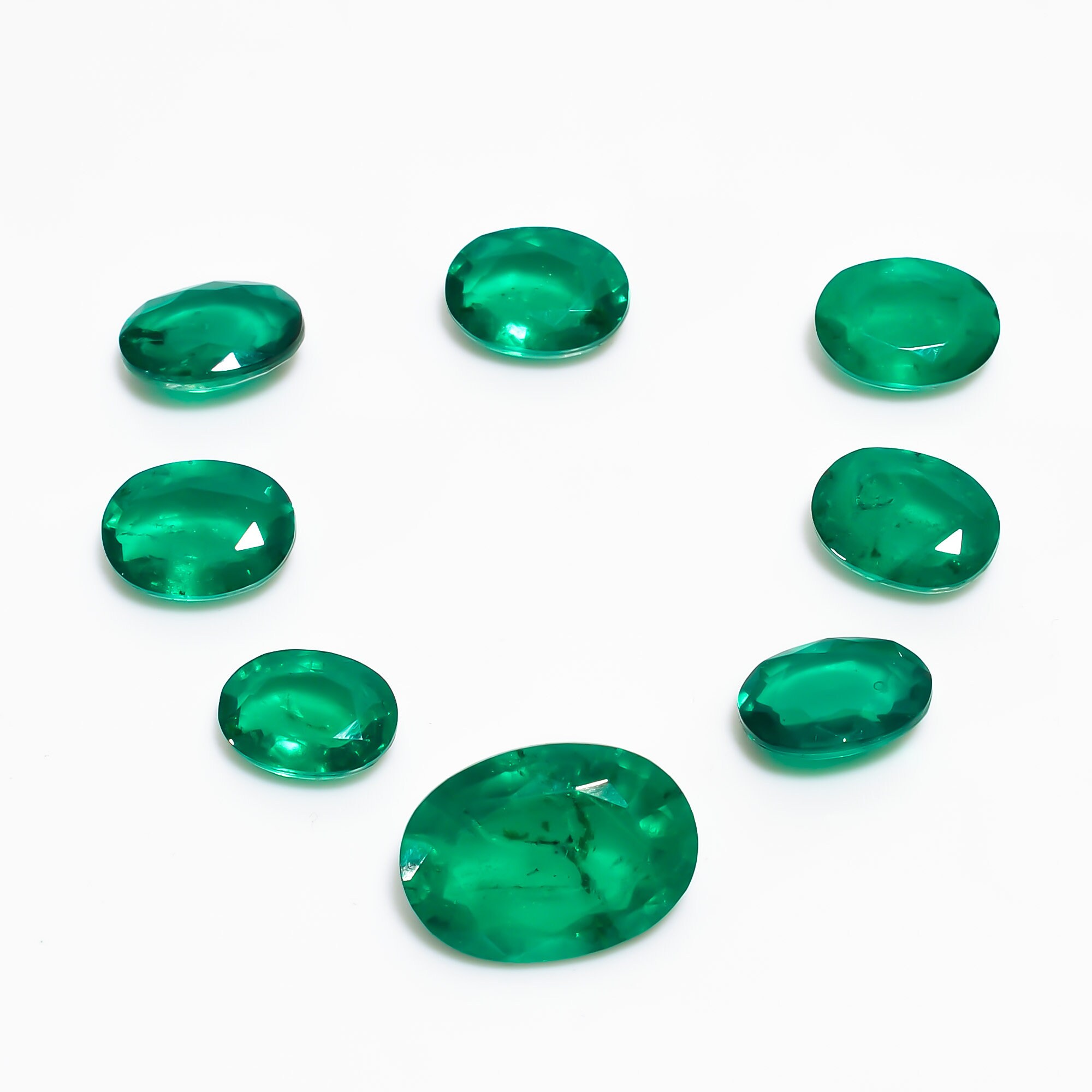 100% Natural Green Emerald Doublet Quartz Oval Shape Cut Stone | Etsy