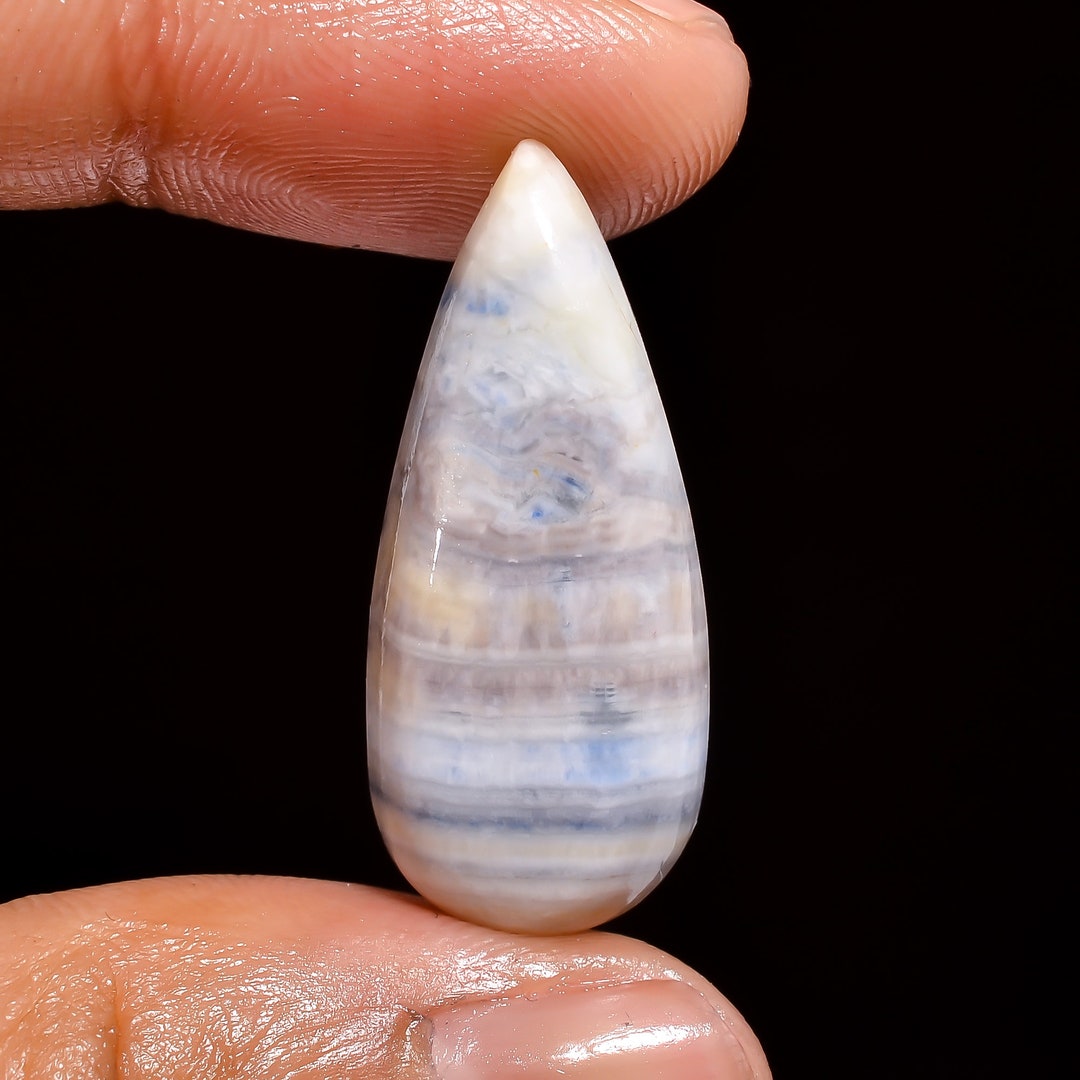 100% Natural Blue Scheelite Pear Shape Cabochon Loose Gemstone - Etsy