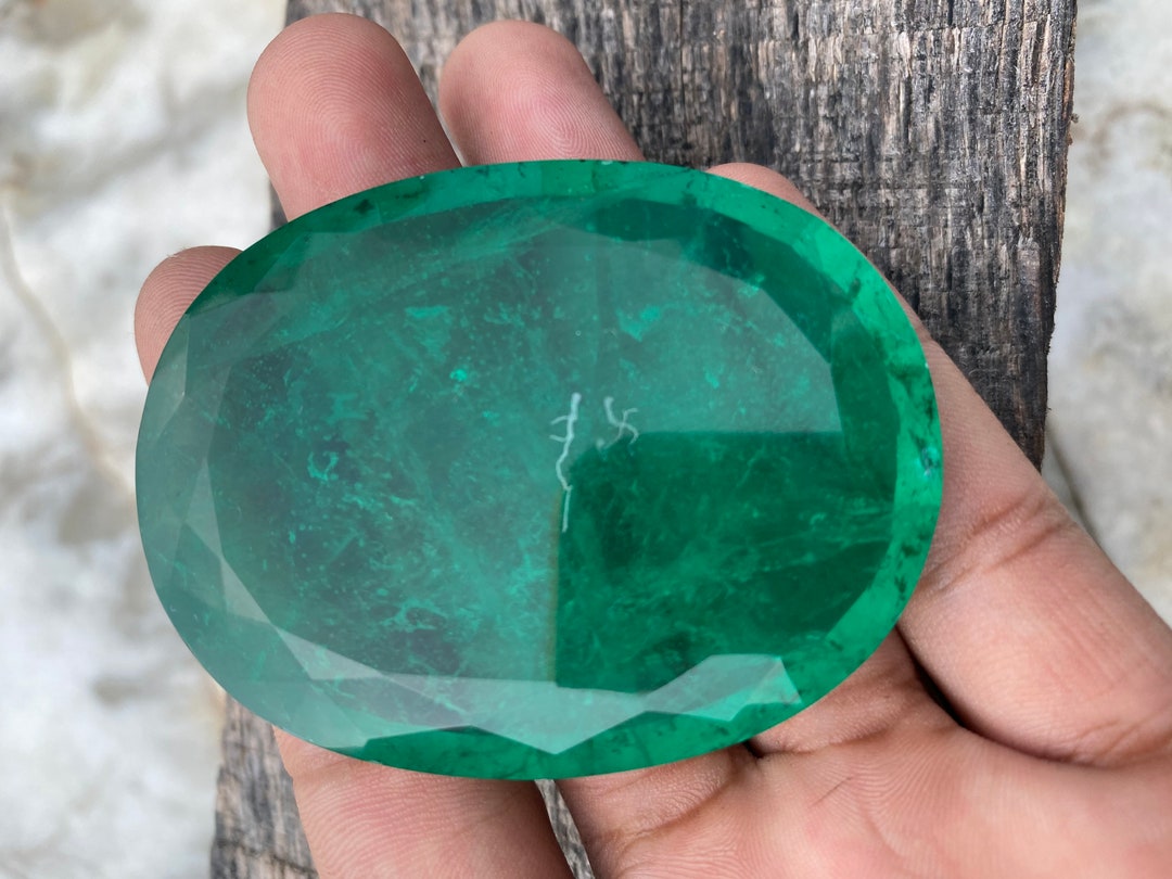100% Natural 310.5.ct Green Emerald Doublet Oval Shape Cut Stone ...