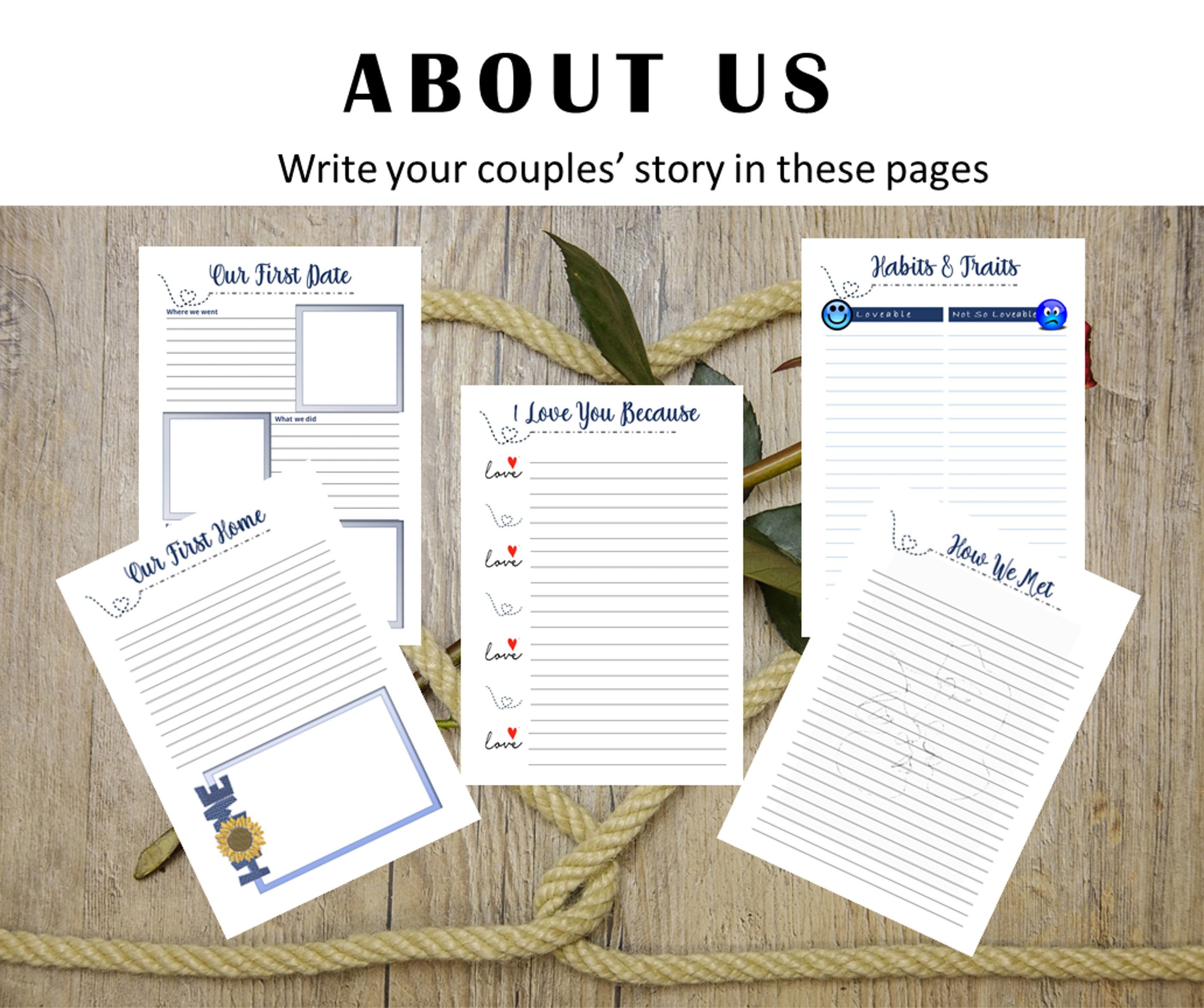 Printable Couples Journal Couples Memory Book Relationship Journal ...