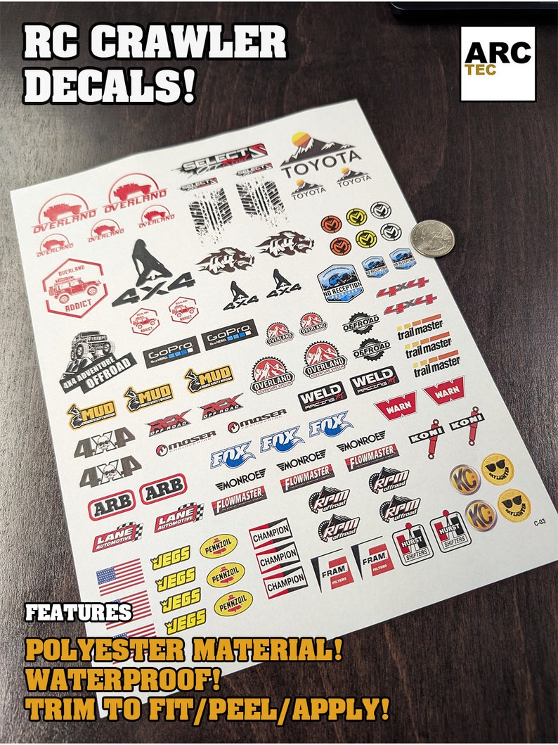 Crawler Decals (set-03) for Radio Control or Diorama at 1/10, 1/12 ...