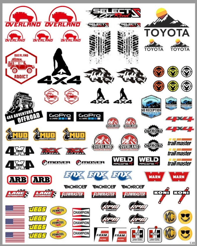 Crawler Decals (set-03) for Radio Control or Diorama at 1/10, 1/12 ...