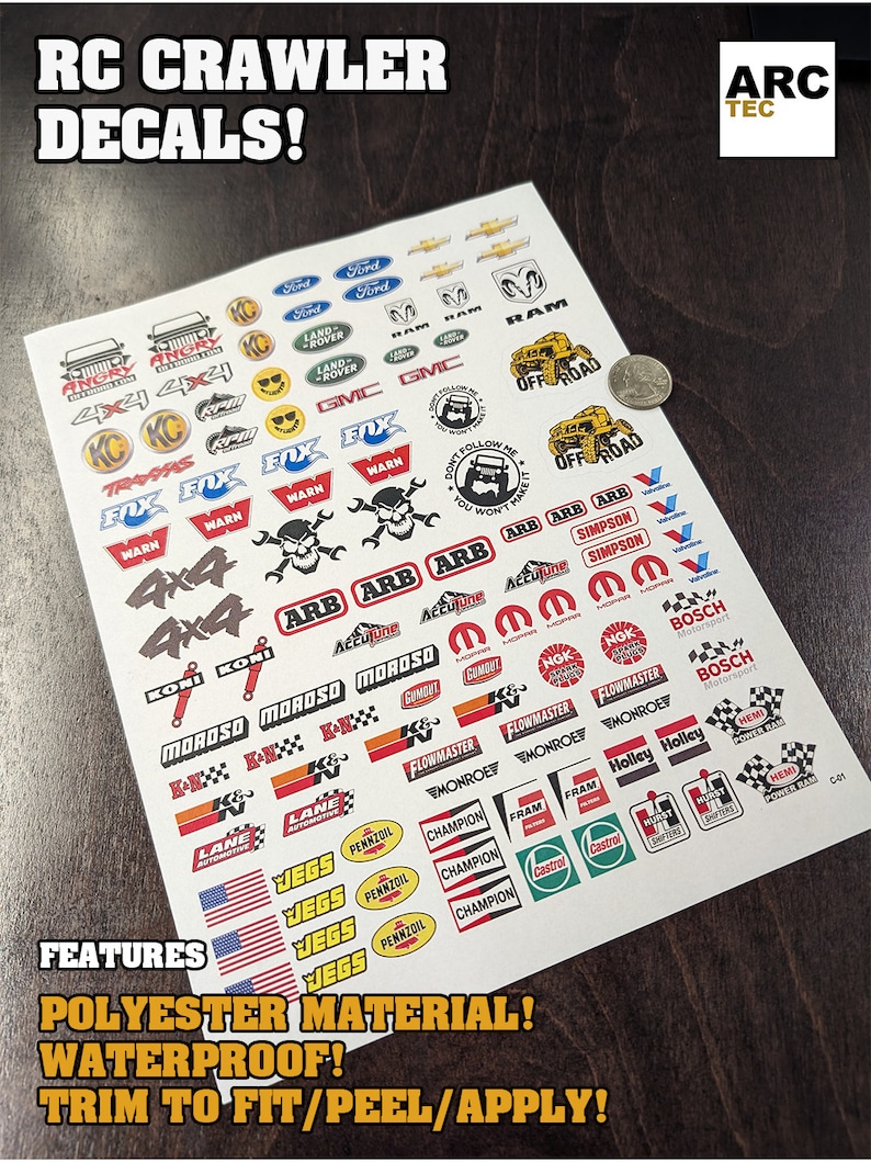 Crawler Decals (set-01) for Radio Control or Diorama at 1/10, 1/12 ...