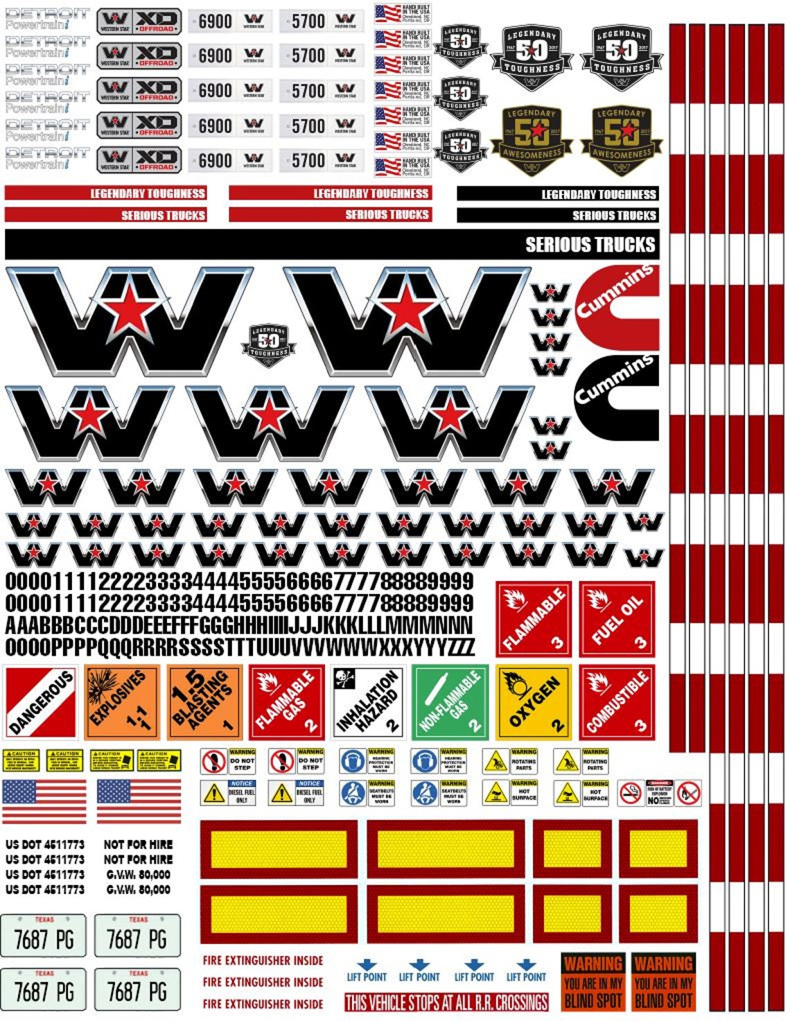 Western Star Semi Truck RC Decals 1/12 1/14 1/16 Scale - Etsy