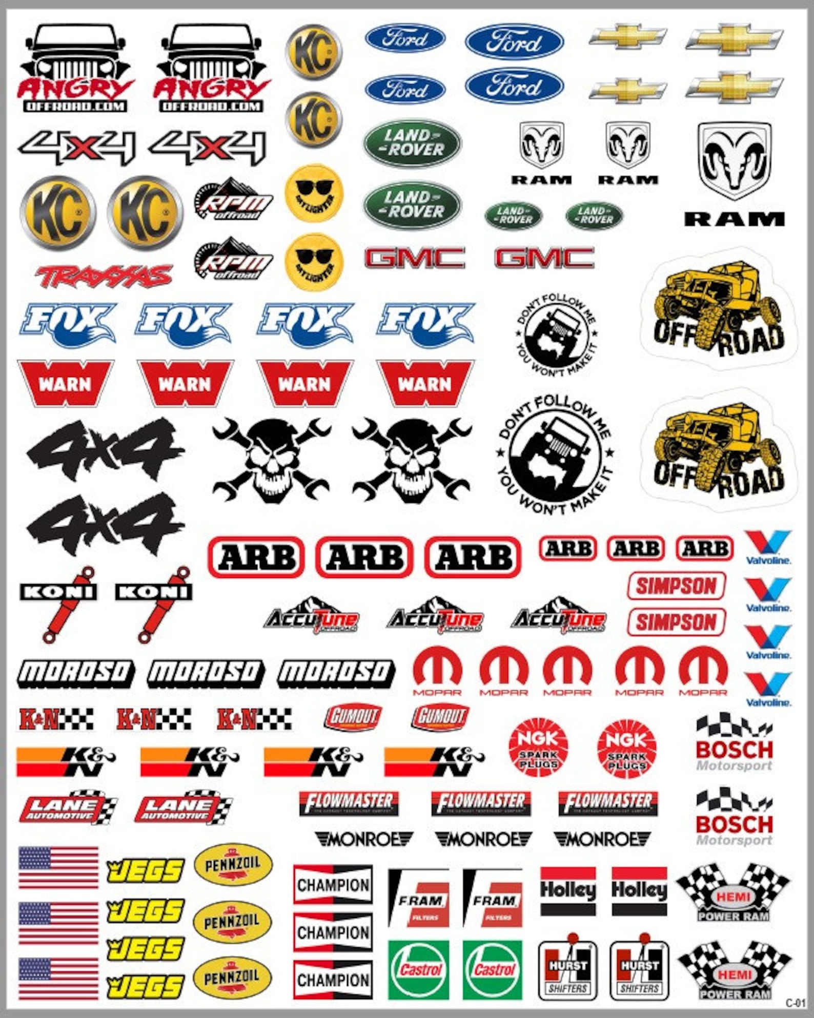 Crawler Decals (set-01) for Radio Control or Diorama at 1/10, 1/12 ...