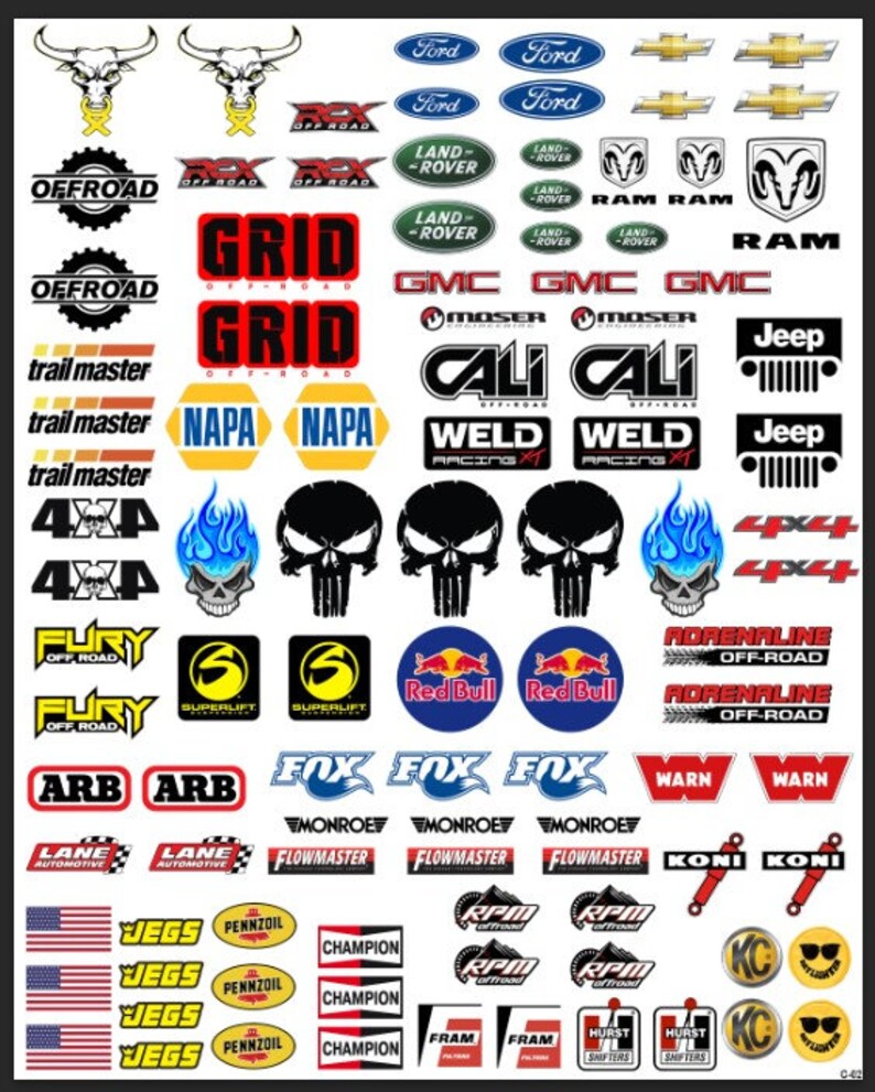 Crawler Decals (set-02) for Radio Control or Diorama at 1/10, 1/12 ...
