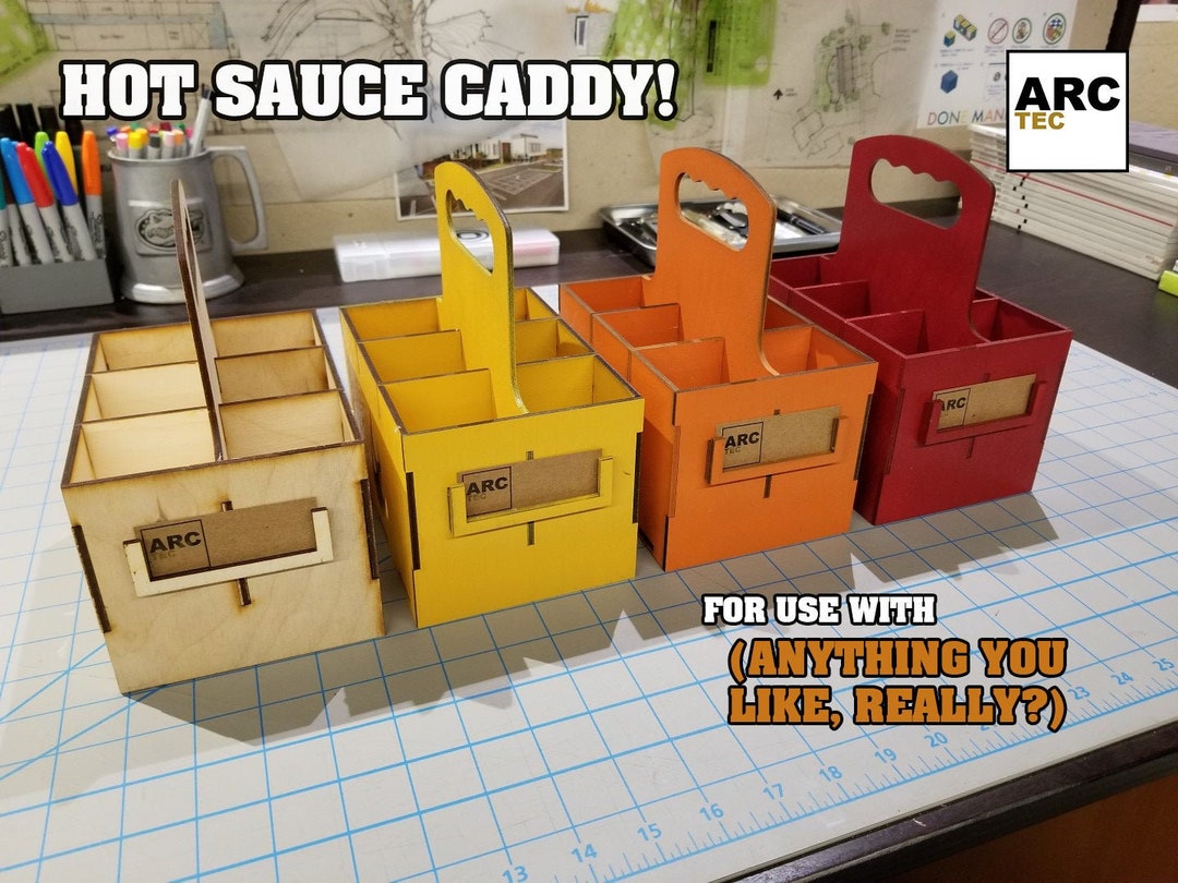 Custom Wood Hot Sauce (or Silverware) Caddy of Doom! - Etsy