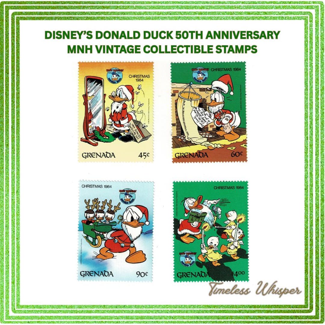 Grenada 1984 Donald Duck Christmas Stamp Set (4) – Disney 50th ...
