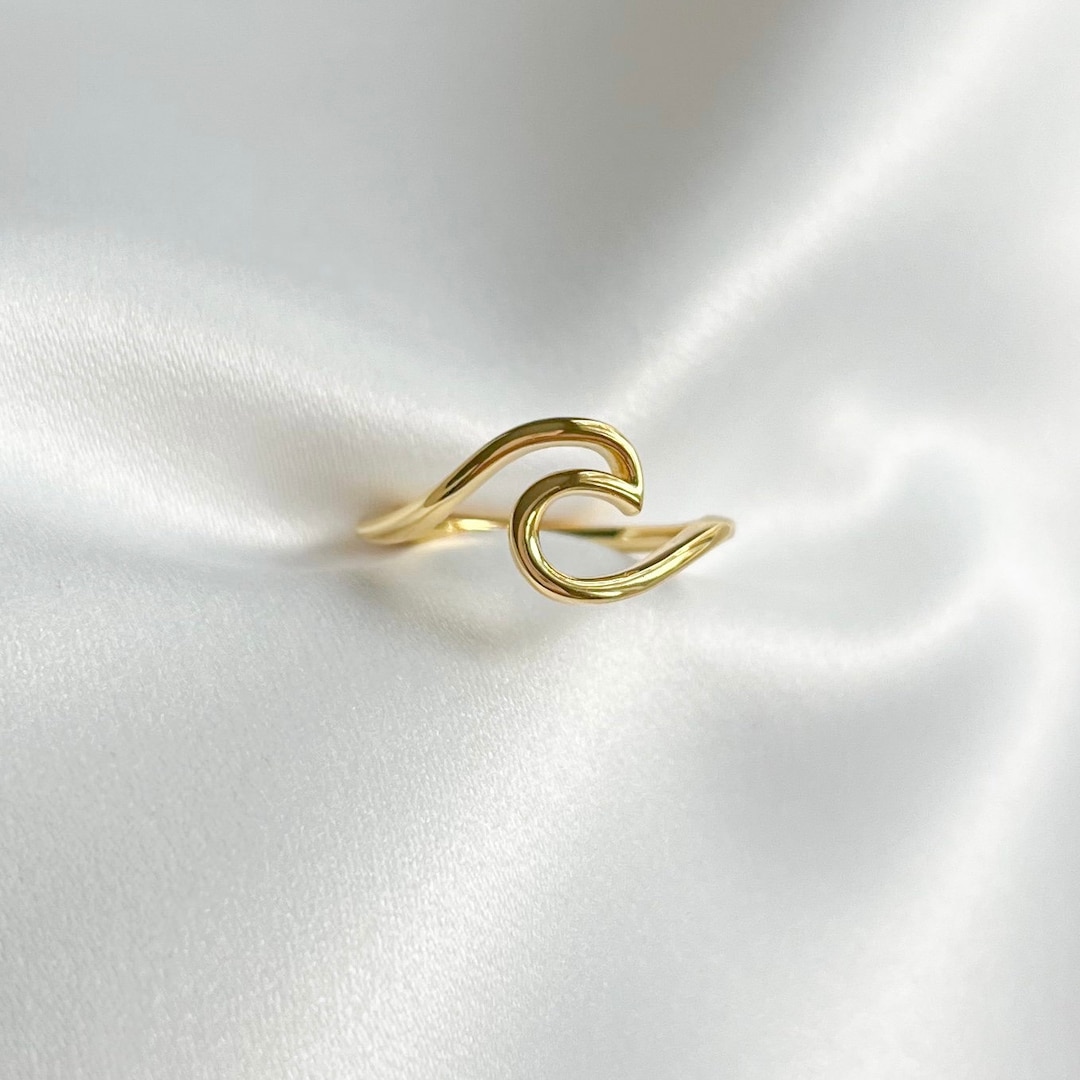 Gold Beach Wave Ring, 925 Sterling Silver Ring, Ocean Wave Ring ...
