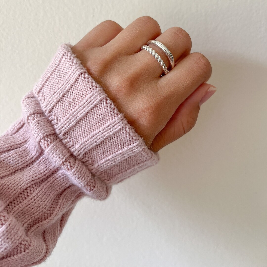 Sterling Silver Double Band Ring: Minimalist Stackable Jewelry - Etsy