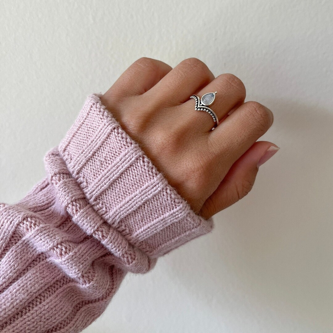 Rainbow Moonstone Ring: 925 Oxidized Sterling Silver Boho Ring - Etsy