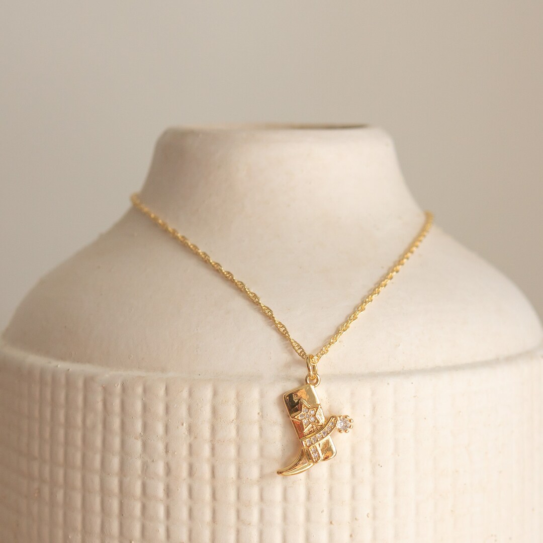 Gold Cowboy Boot Necklace | Western Boot Pendant | Dainty Western ...