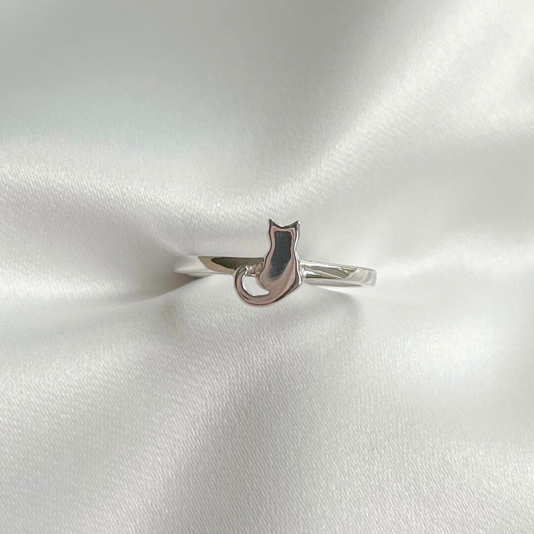 Cute Cat Ring, 925 Sterling Silver Ring, Cat Lover Jewelry, Cat Mom ...