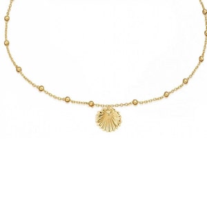 Gold Seashell Necklace, Ocean Theme Jewelry, Dainty Gold Necklace, Sea ...
