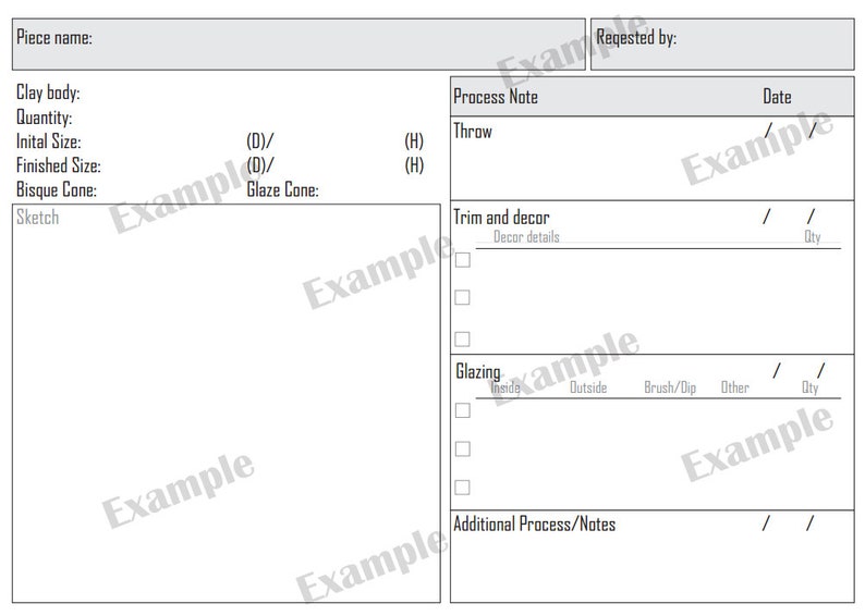 Printable Pottery Log | Printable Pottery Process Log| Pottery Notebook ...