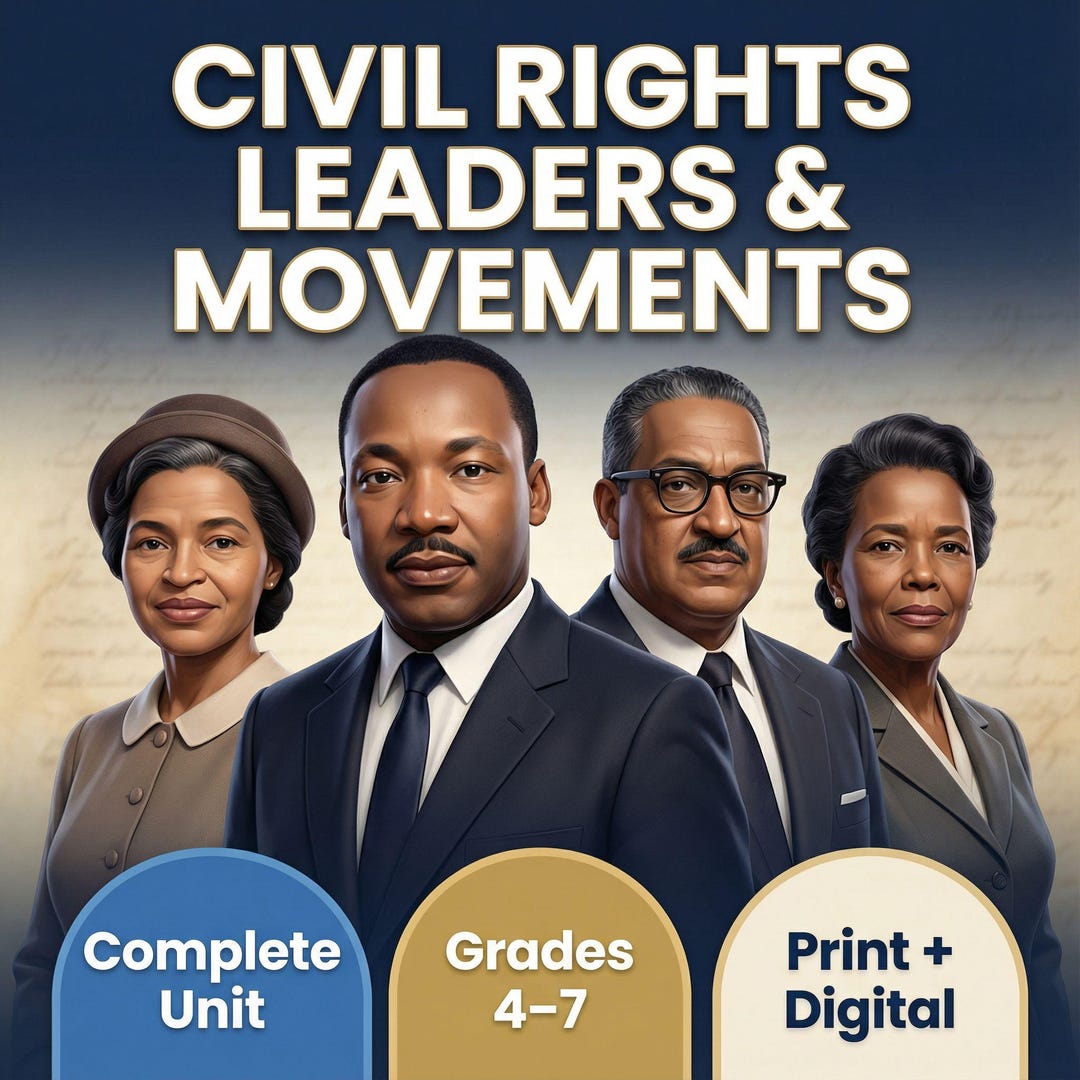 CIVIL RIGHTS LEADERS | Complete Unit for Black History Month | Grades 4 ...