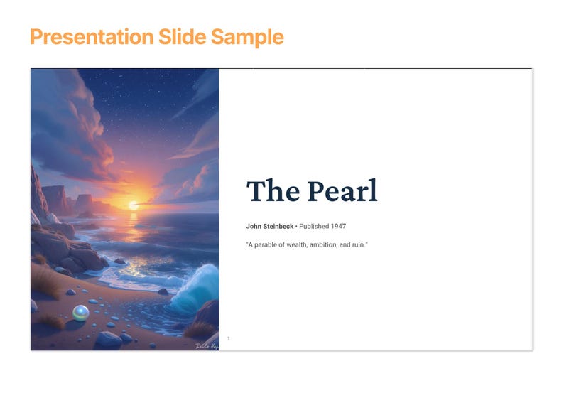 The Pearl Powerpoint Presentation Pack (digital Download: Slides, Study ...