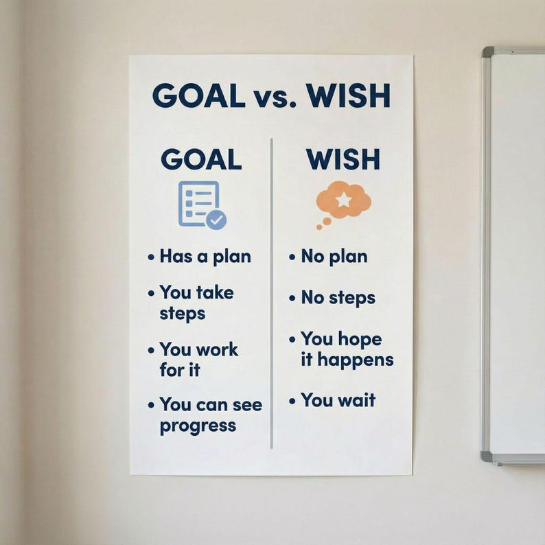 Goal Vs Wish Poster for Kids | Growth Mindset & Goal Setting Classroom ...