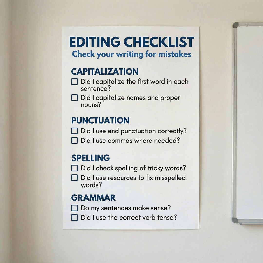Grades 4–5 Editing Checklist Writing Poster for Kids | Revision ...