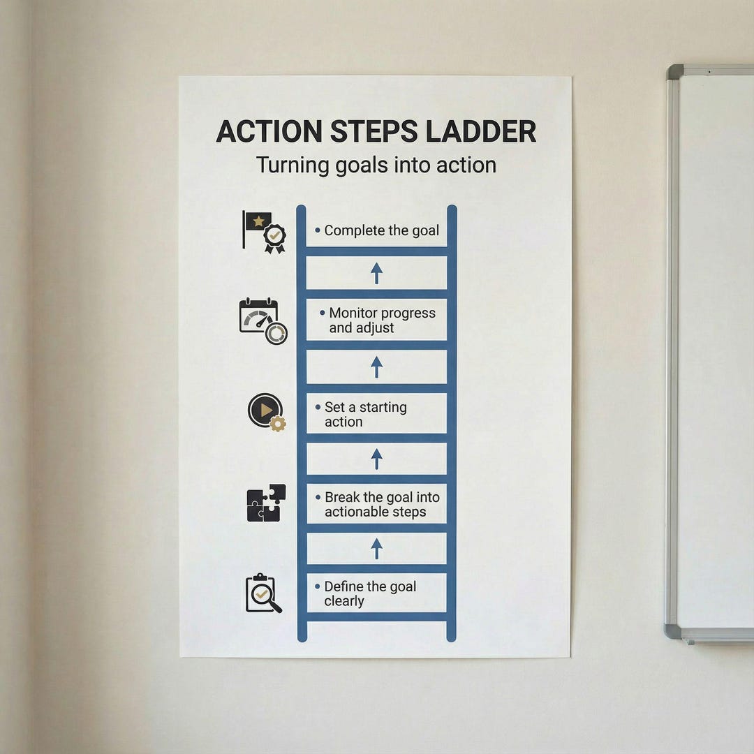 Grades 6–8 Action Steps Ladder Poster | Goal Setting & Planning Visual ...