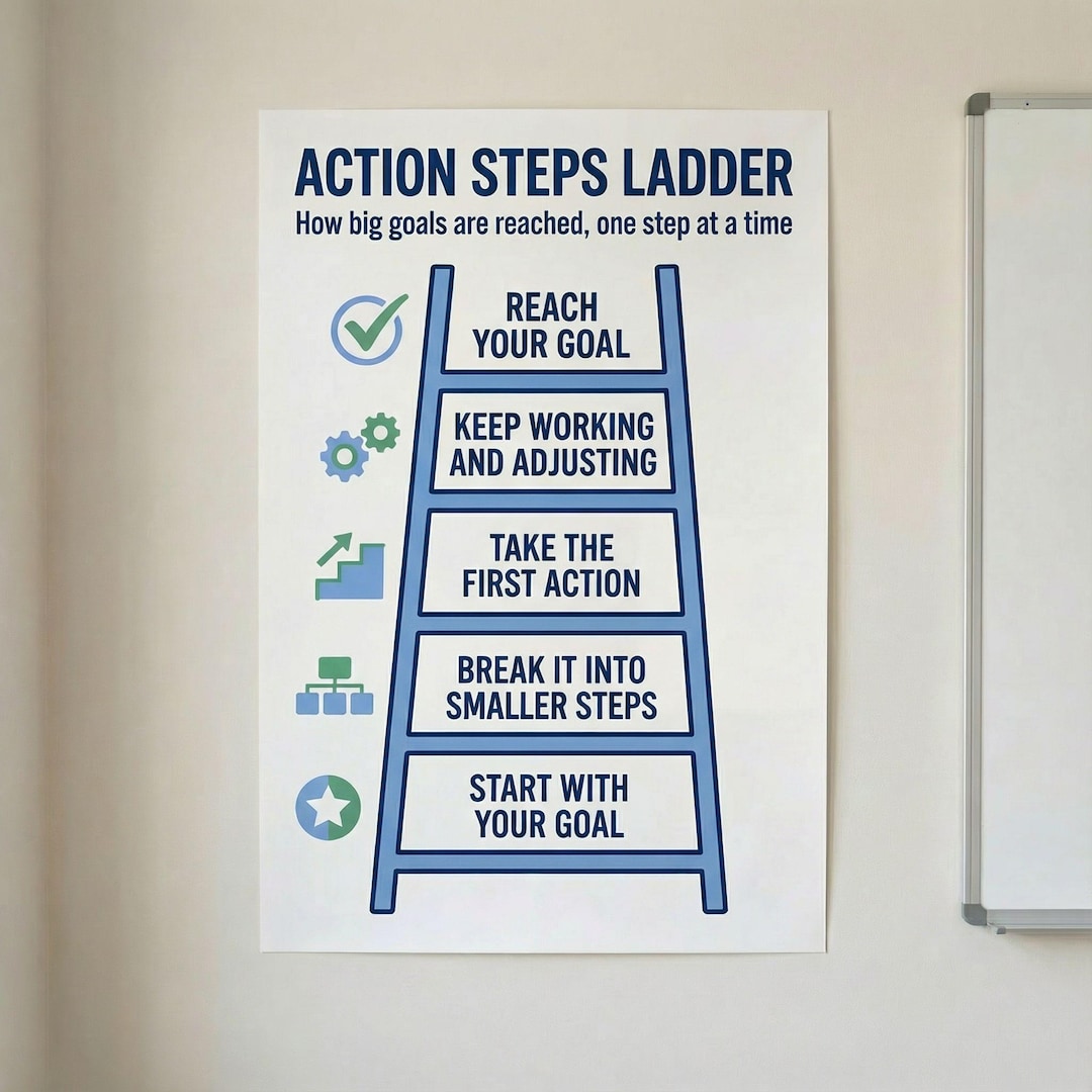 Grades 4–5 Action Steps Ladder Goal Setting Poster for Kids | Growth ...