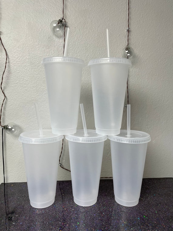Set of 5 Clear Frost Reusable Cold Cups Cold Cups With Lid - Etsy