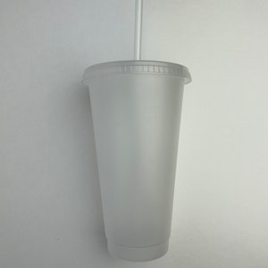 Set of 5 Clear Frost Reusable Cold Cups, Bulk Cold Cups With Lid and ...