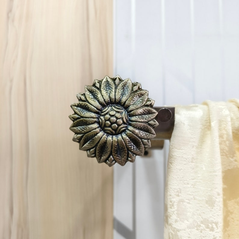 Solid Brass Curtain Finial: Lotus Flower, Antique Vintage Style - Etsy