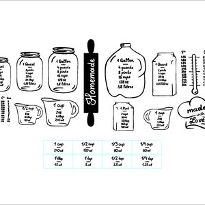 Kitchen Conversion Chart SVG PDF PNG for Cricut Silhouette - Etsy Canada