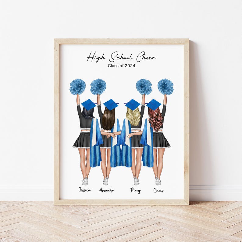 Personalized Cheerleader Graduation Print, Graduation Cheer Team Gift ...